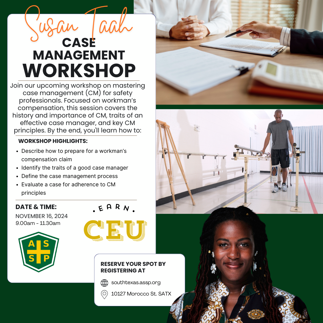 ASSP November Workshop: Case Management – ASSP South Texas Chapter